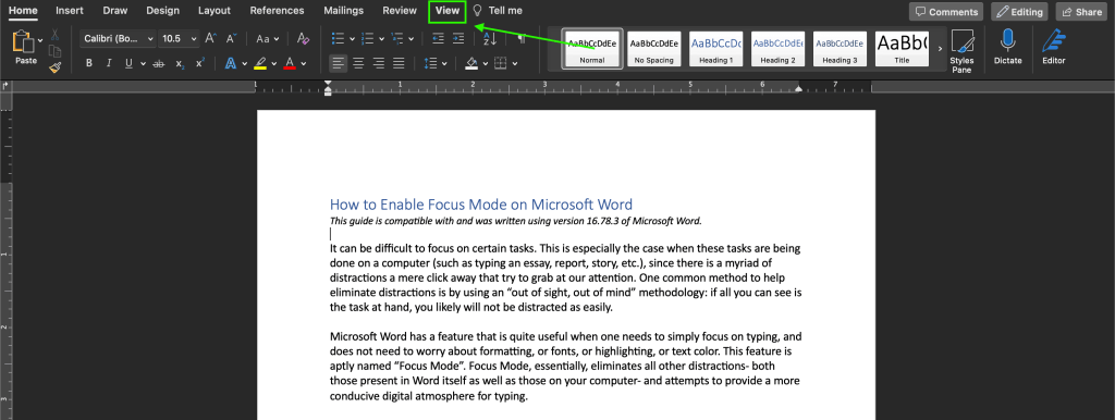 How to Enable Focus Mode on Microsoft Word – The H.A.C.K.E.R. Project