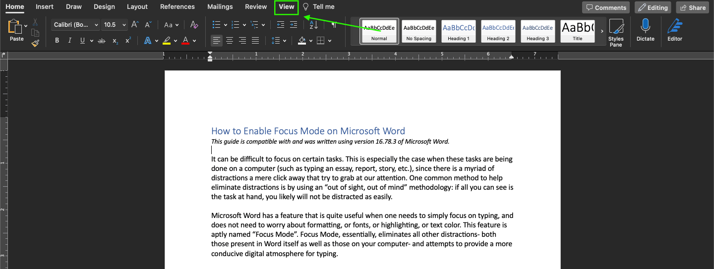 How to Enable Focus Mode on Microsoft Word – The H.A.C.K.E.R. Project