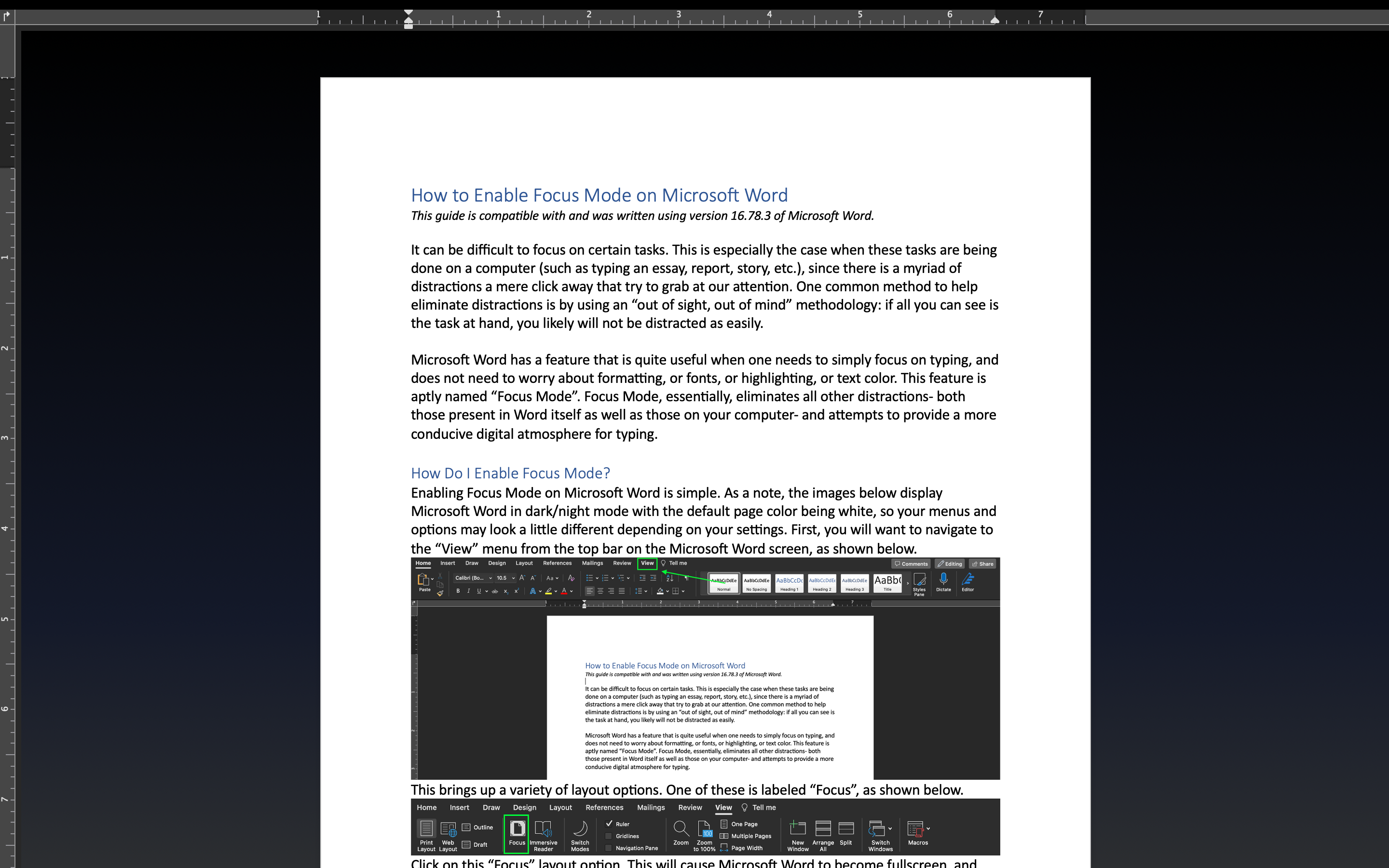 How to Enable Focus Mode on Microsoft Word – The H.A.C.K.E.R. Project