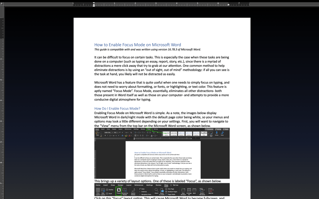 How to Enable Focus Mode on Microsoft Word – The H.A.C.K.E.R. Project