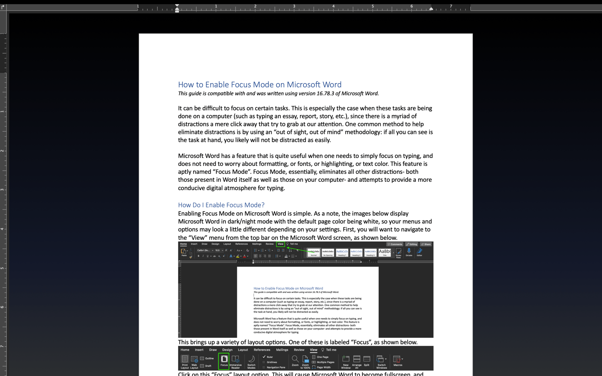 How to Enable Focus Mode on Microsoft Word – The H.A.C.K.E.R. Project